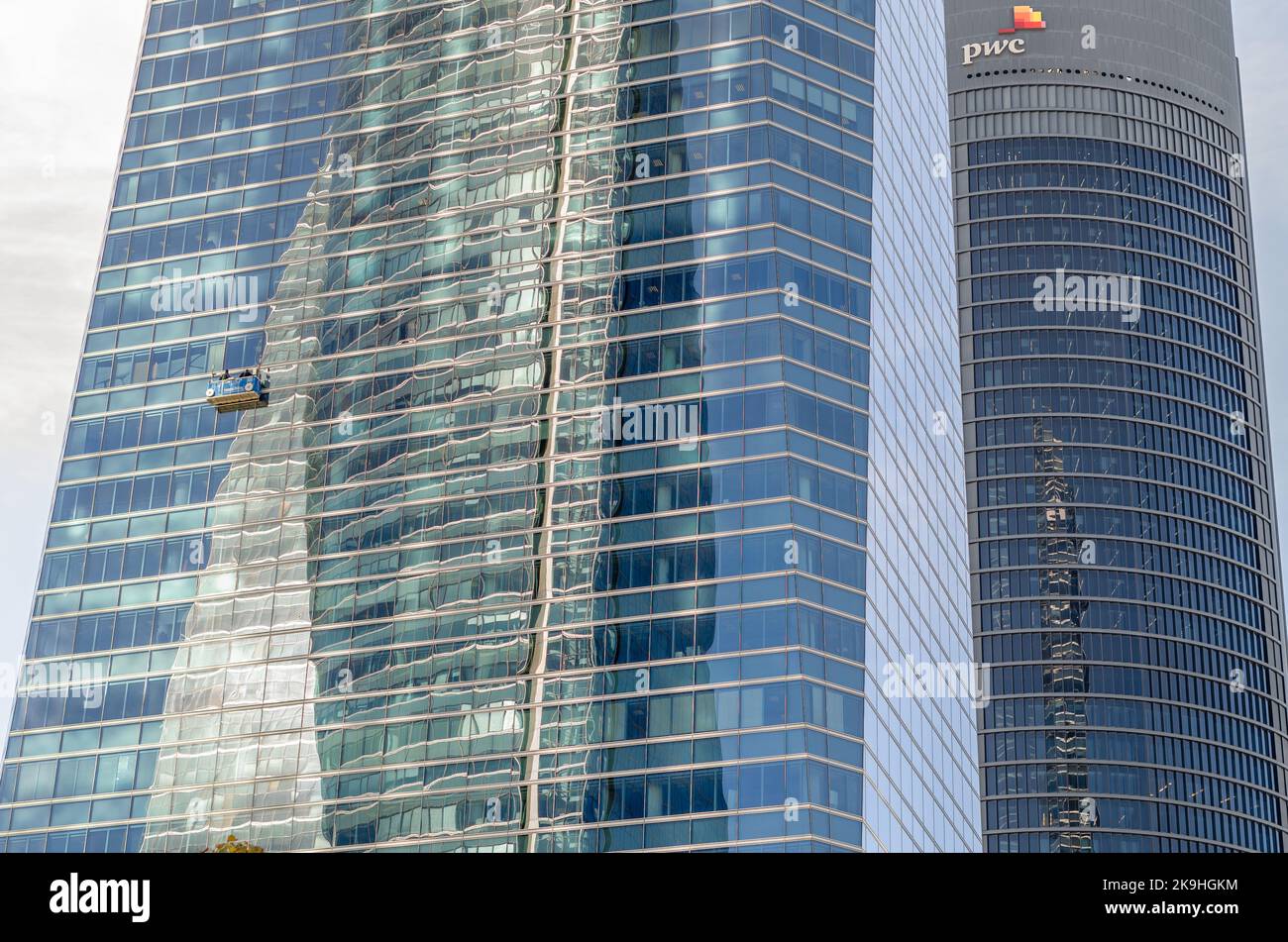 MADRID, SPAIN - OCTOBER 6, 2021: Architectural detail, glass facades of ...