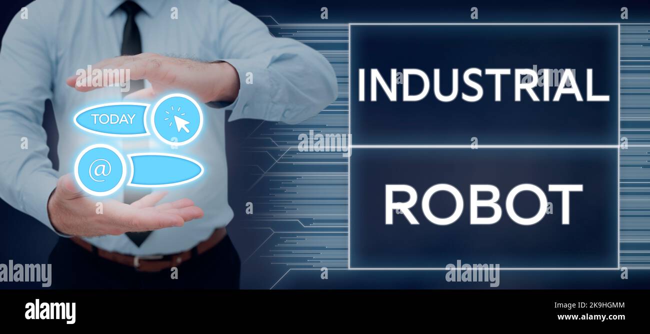 Conceptual caption Industrial Robot. Internet Concept application of ...