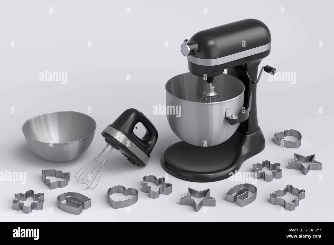 Mixer and hand mixer with kitchen utensil and metal cookie cutters for ...