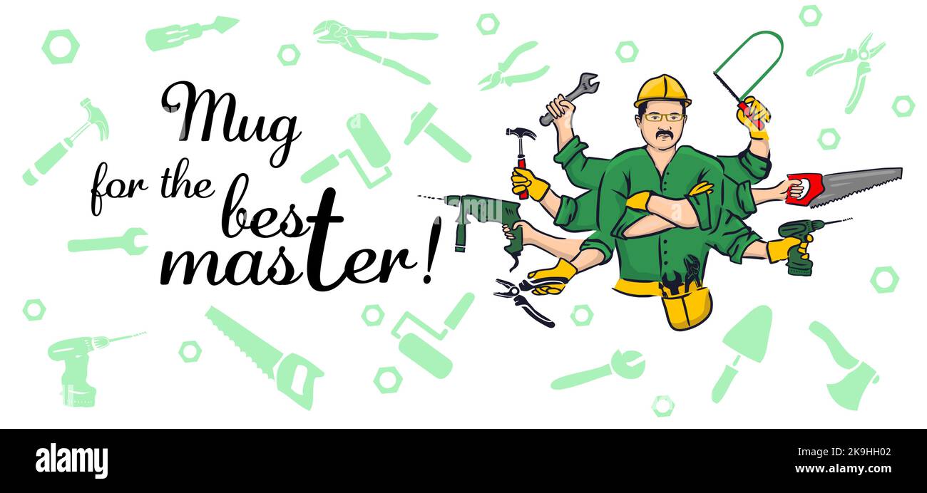 Mug for the best master builder. Vector illustration Stock Vector Image ...