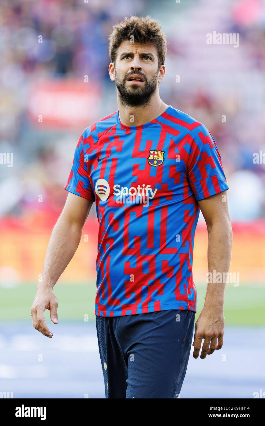 BARCELONA - AUG 28: Gerard Pique in action prior to the LaLiga match ...