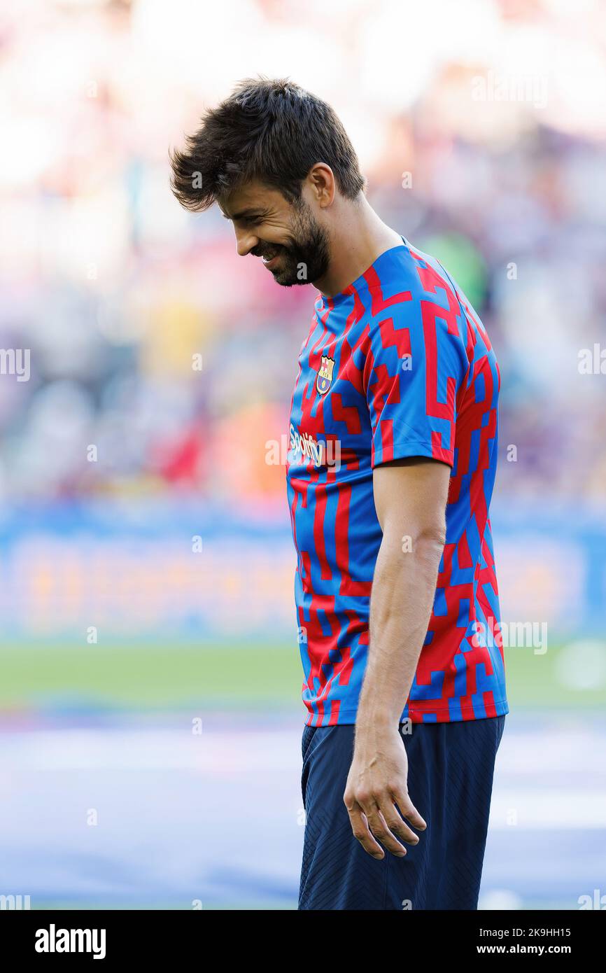 BARCELONA - AUG 28: Gerard Pique in action prior to the LaLiga match ...