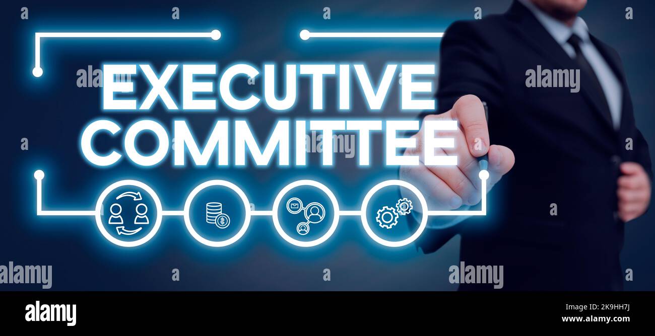 Conceptual display Executive Committee. Word for Add Information in an ...