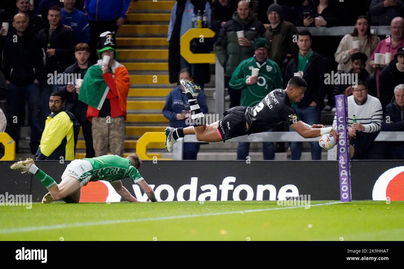 New Zealand's Ronaldo Mulitalo scores their side's fifth try during the ...