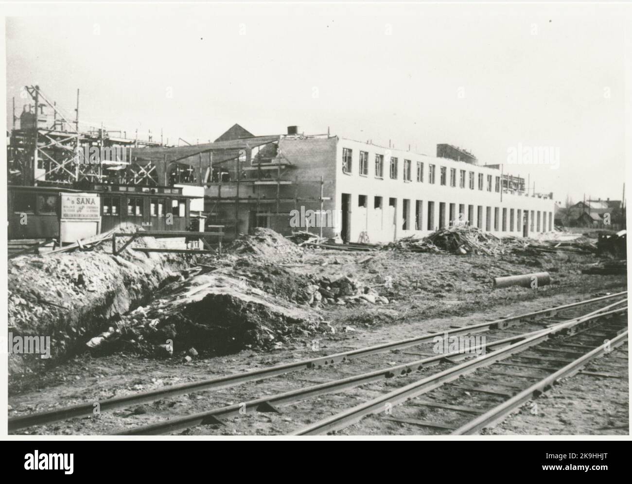 The construction of the workshop at Visby harbor station Stock Photo ...