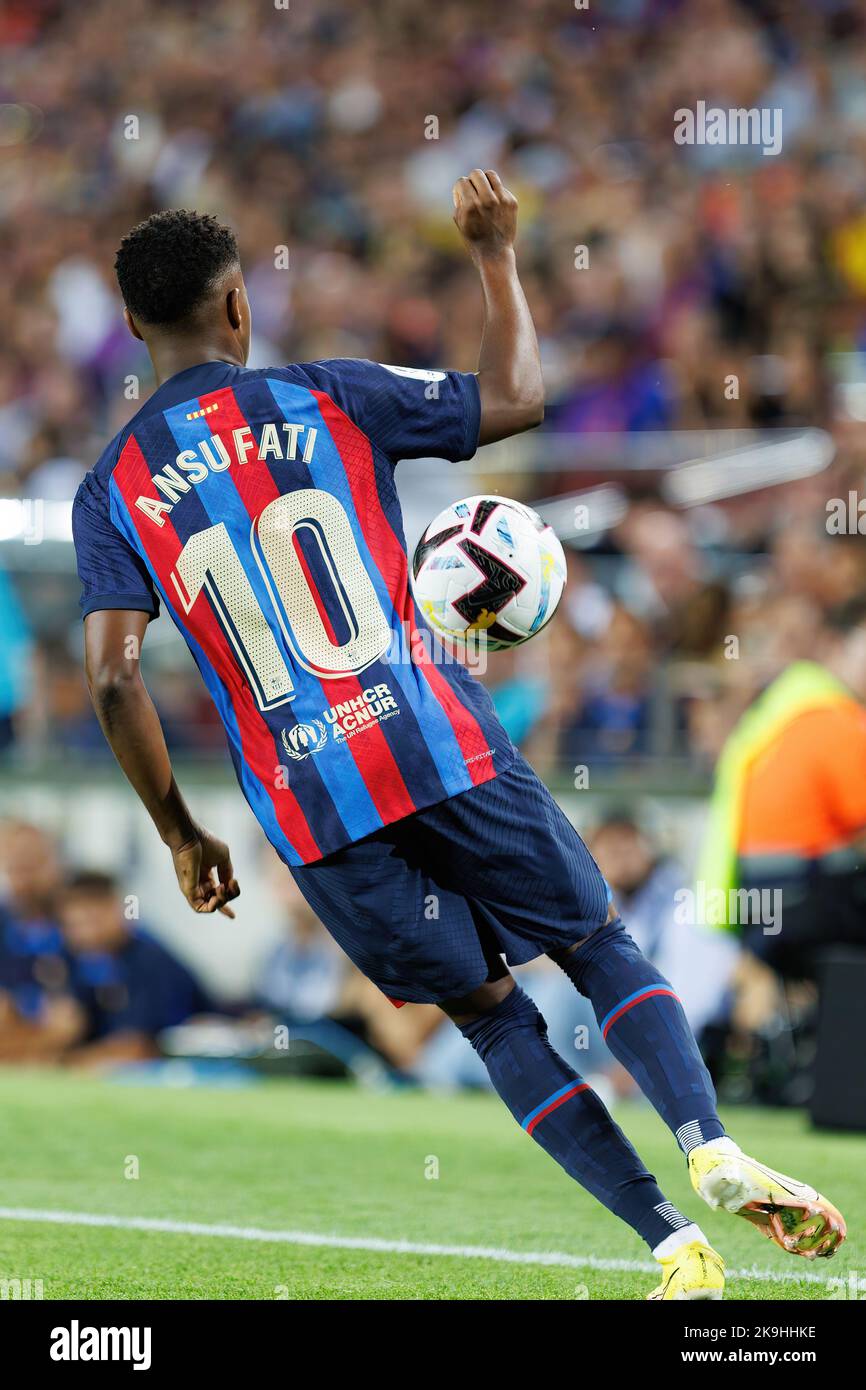 BARCELONA - AUG 28: Ansu Fati in action during the LaLiga match between ...