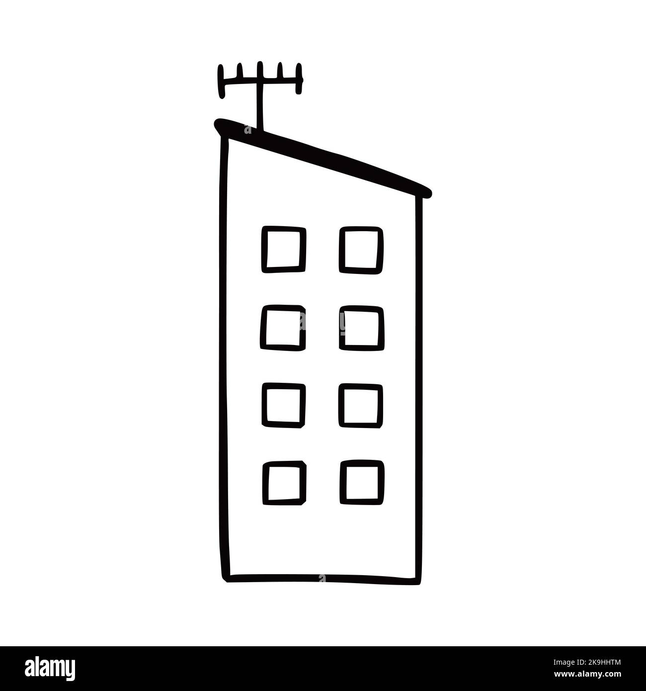 Doodle building. Hand drawn sketch style home. House building with ...