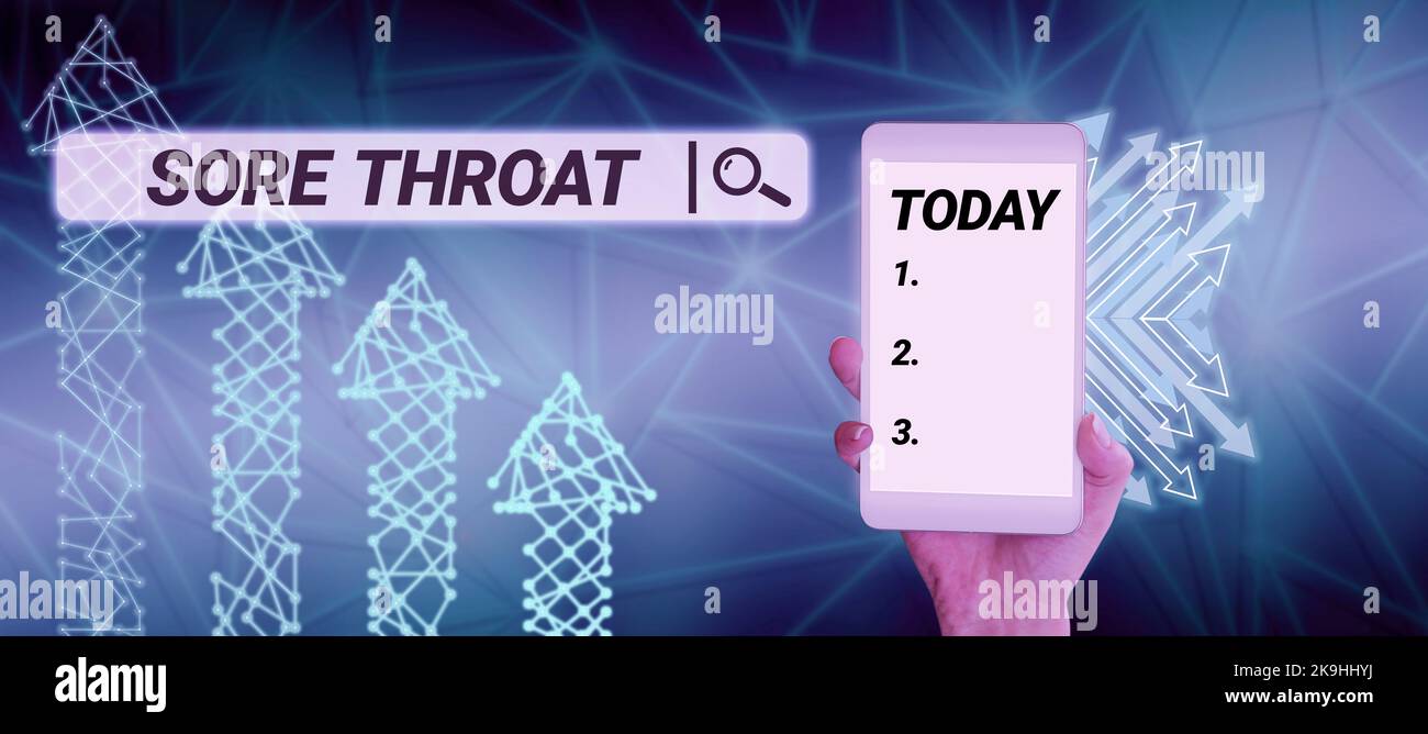Hand writing sign Sore Throat. Business idea appreciating something or ...