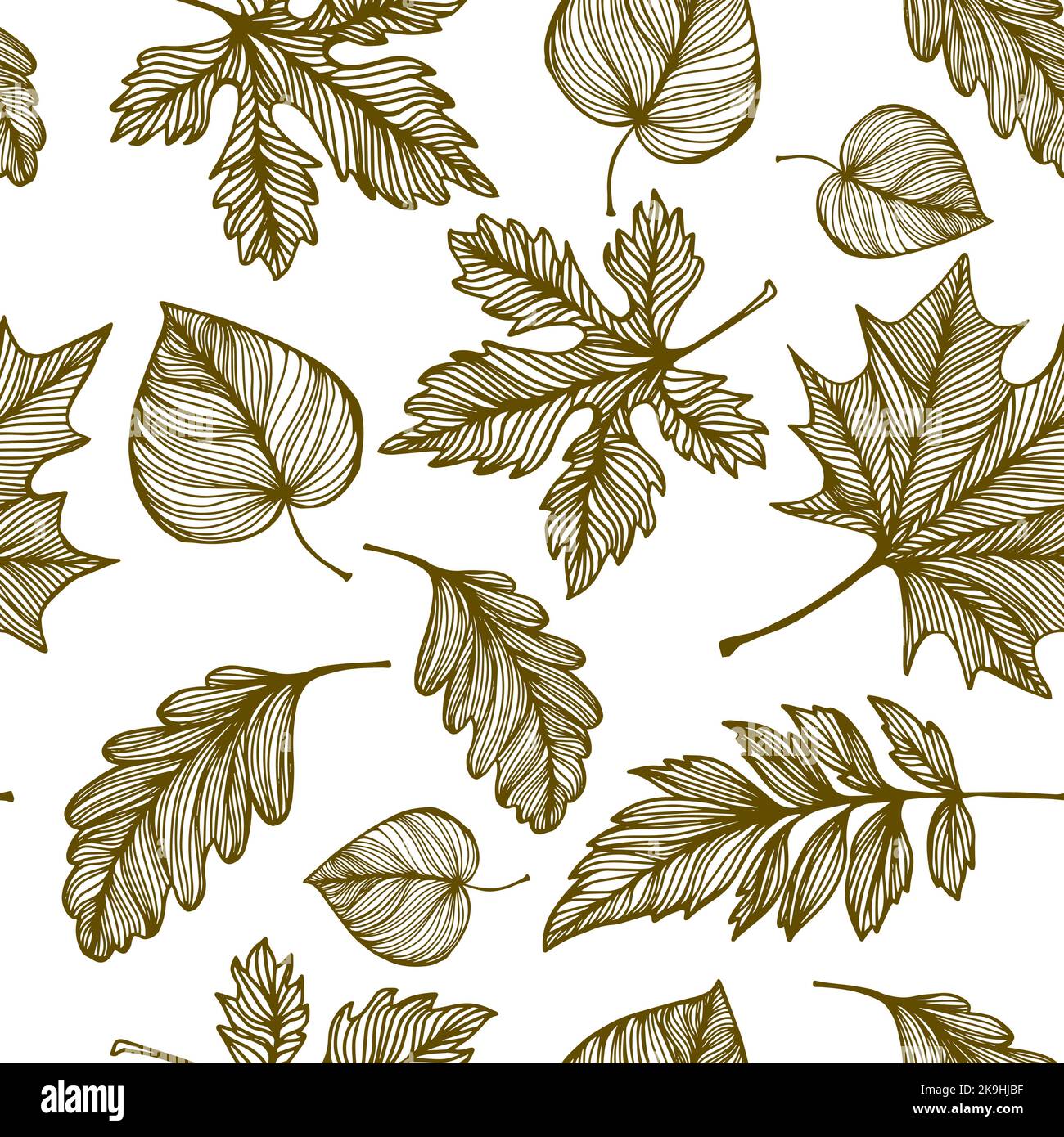 Seamless pattern brown leaves skeletonized. Vector illustration Stock ...