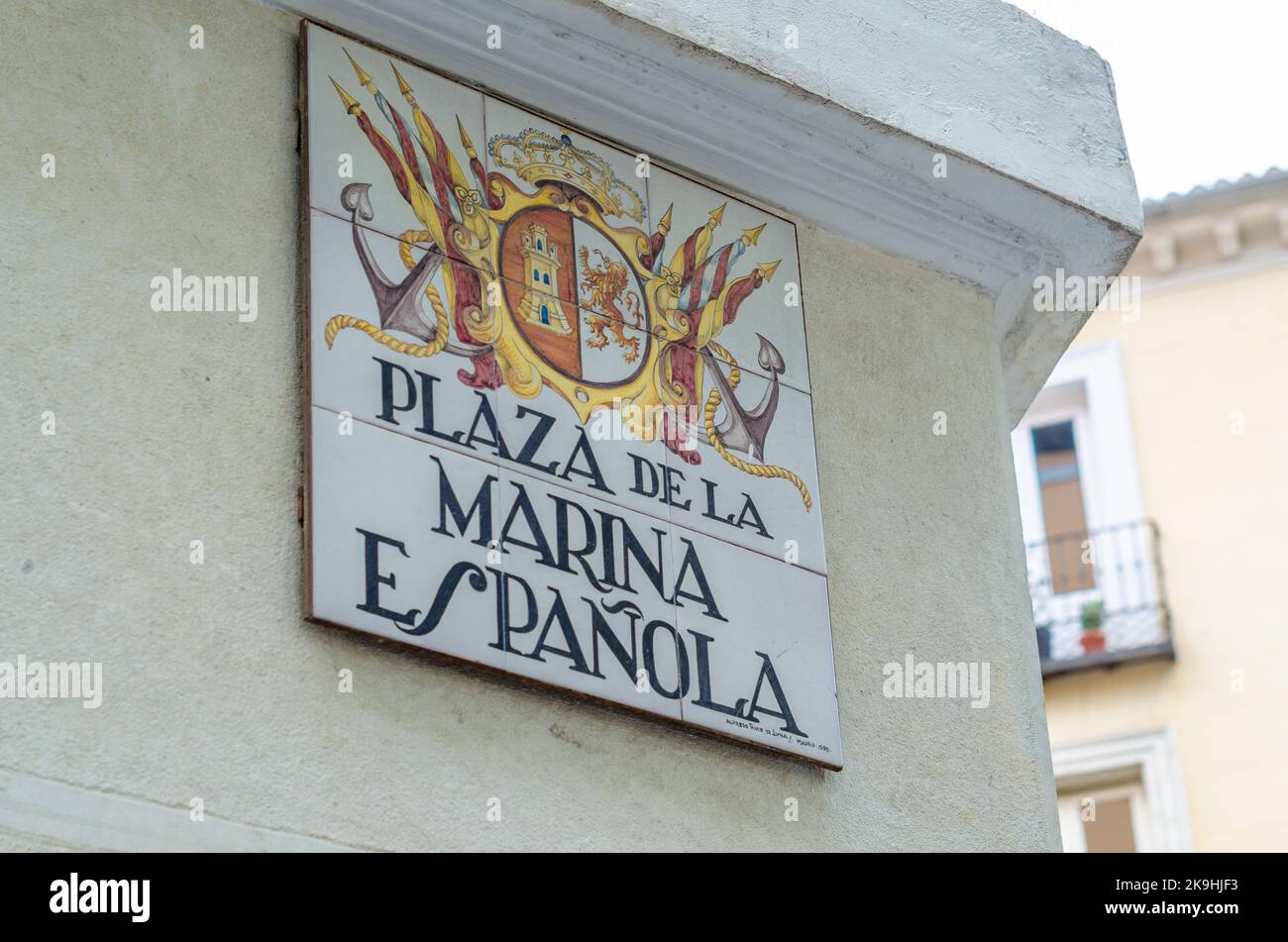 MADRID, SPAIN - OCTOBER 4, 2021: Beautiful tiled street signs in Madrid ...