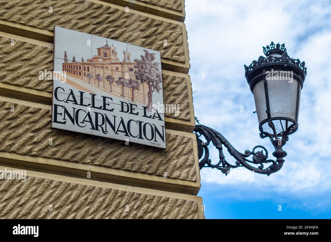 MADRID, SPAIN - OCTOBER 4, 2021: Beautiful tiled street signs in Madrid ...