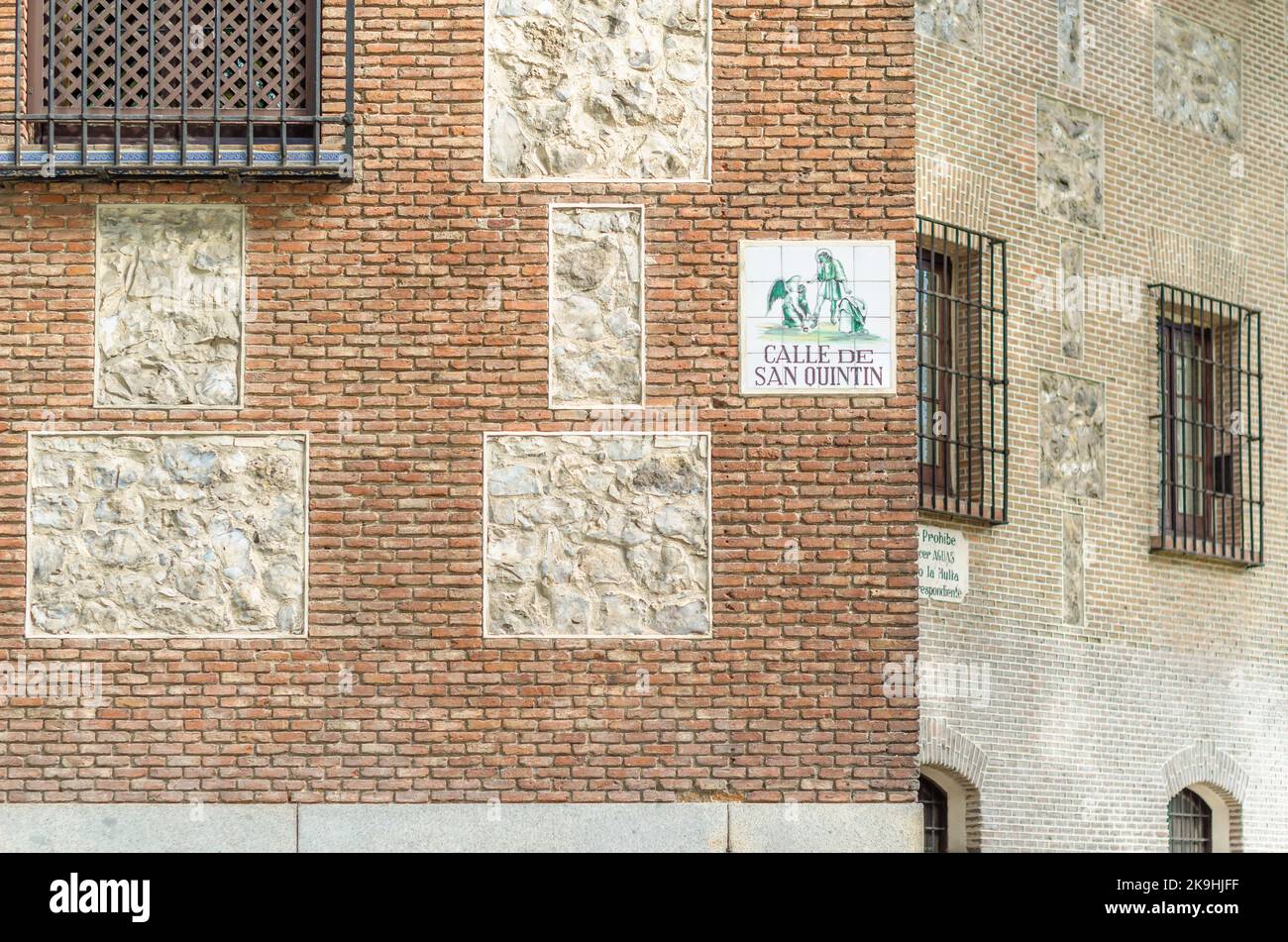 MADRID, SPAIN - OCTOBER 4, 2021: Beautiful tiled street signs in Madrid ...