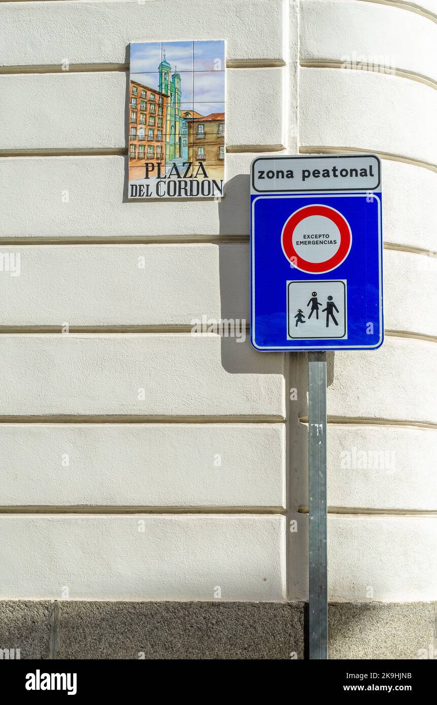 MADRID, SPAIN - OCTOBER 4, 2021: Beautiful tiled street signs in Madrid ...