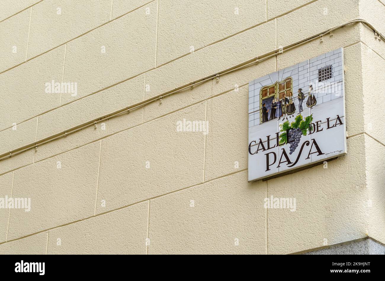 MADRID, SPAIN - OCTOBER 4, 2021: Beautiful tiled street signs in Madrid ...