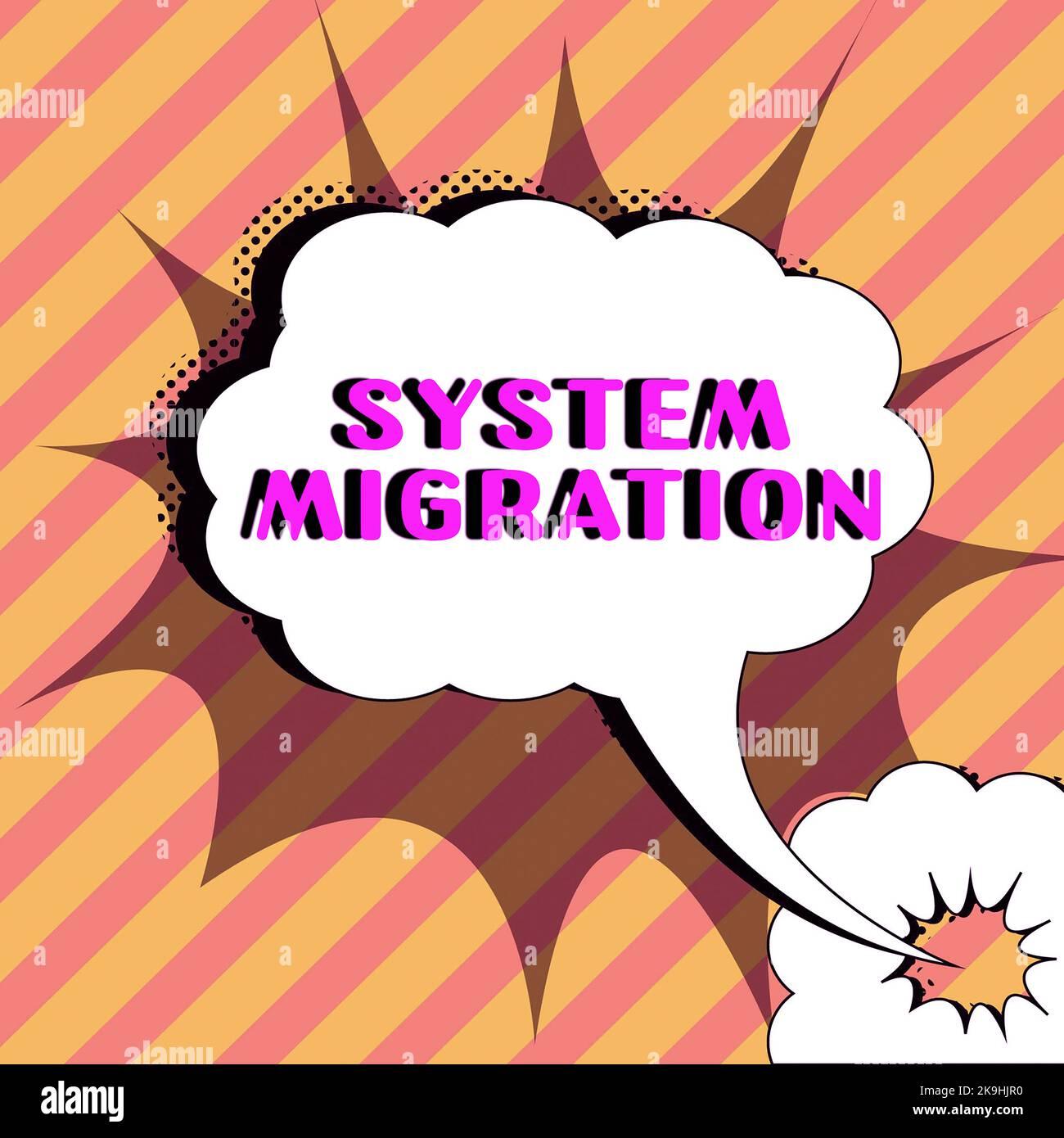 Text caption presenting System Migration. Conceptual photo group of ...