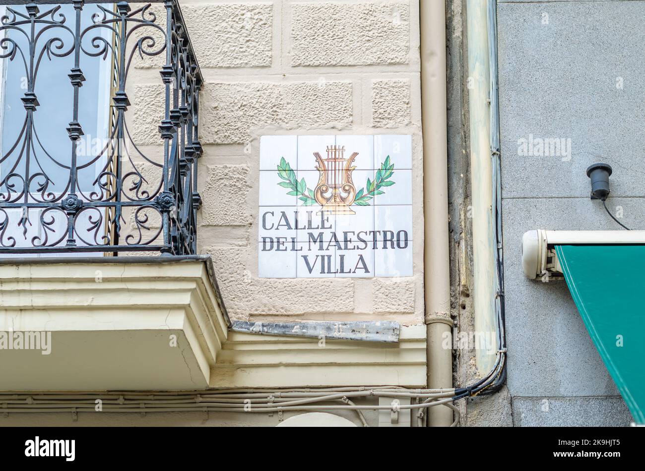 MADRID, SPAIN - OCTOBER 4, 2021: Beautiful tiled street signs in Madrid ...