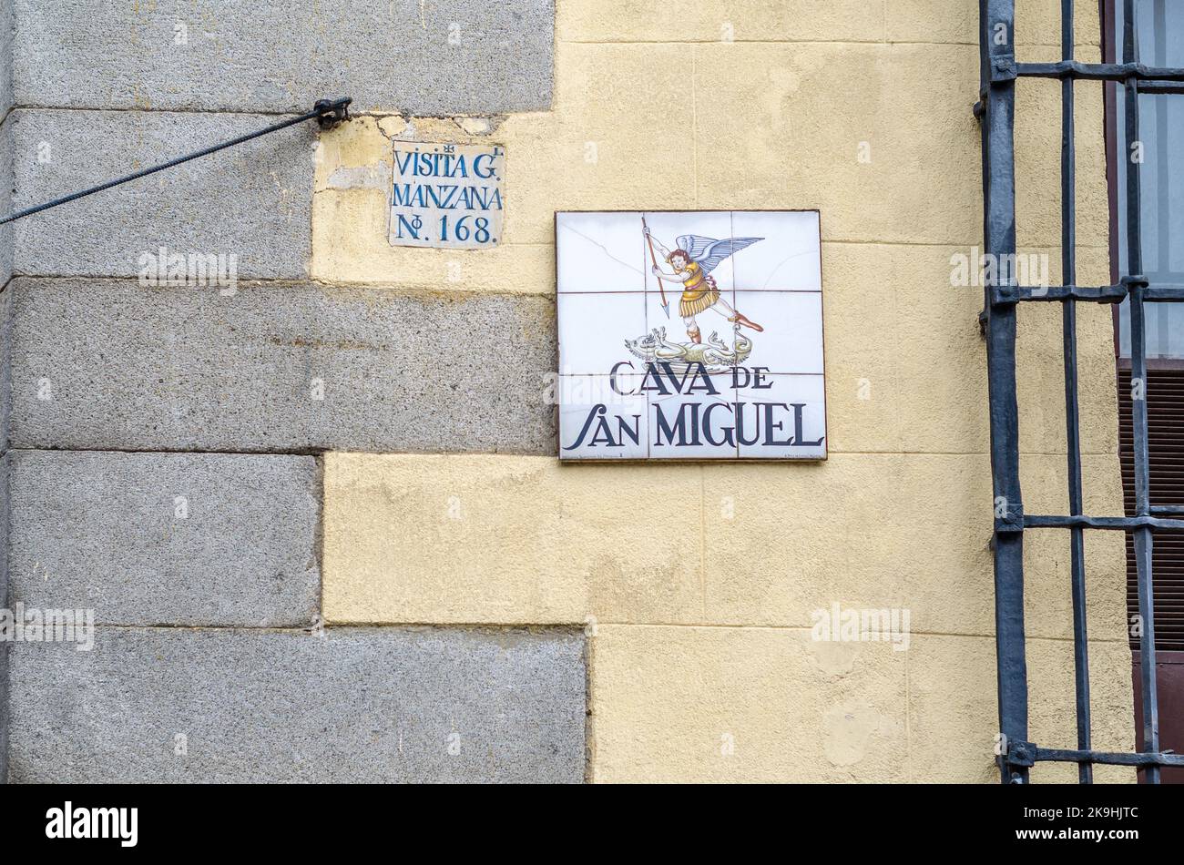 MADRID, SPAIN - OCTOBER 4, 2021: Beautiful tiled street signs in Madrid ...