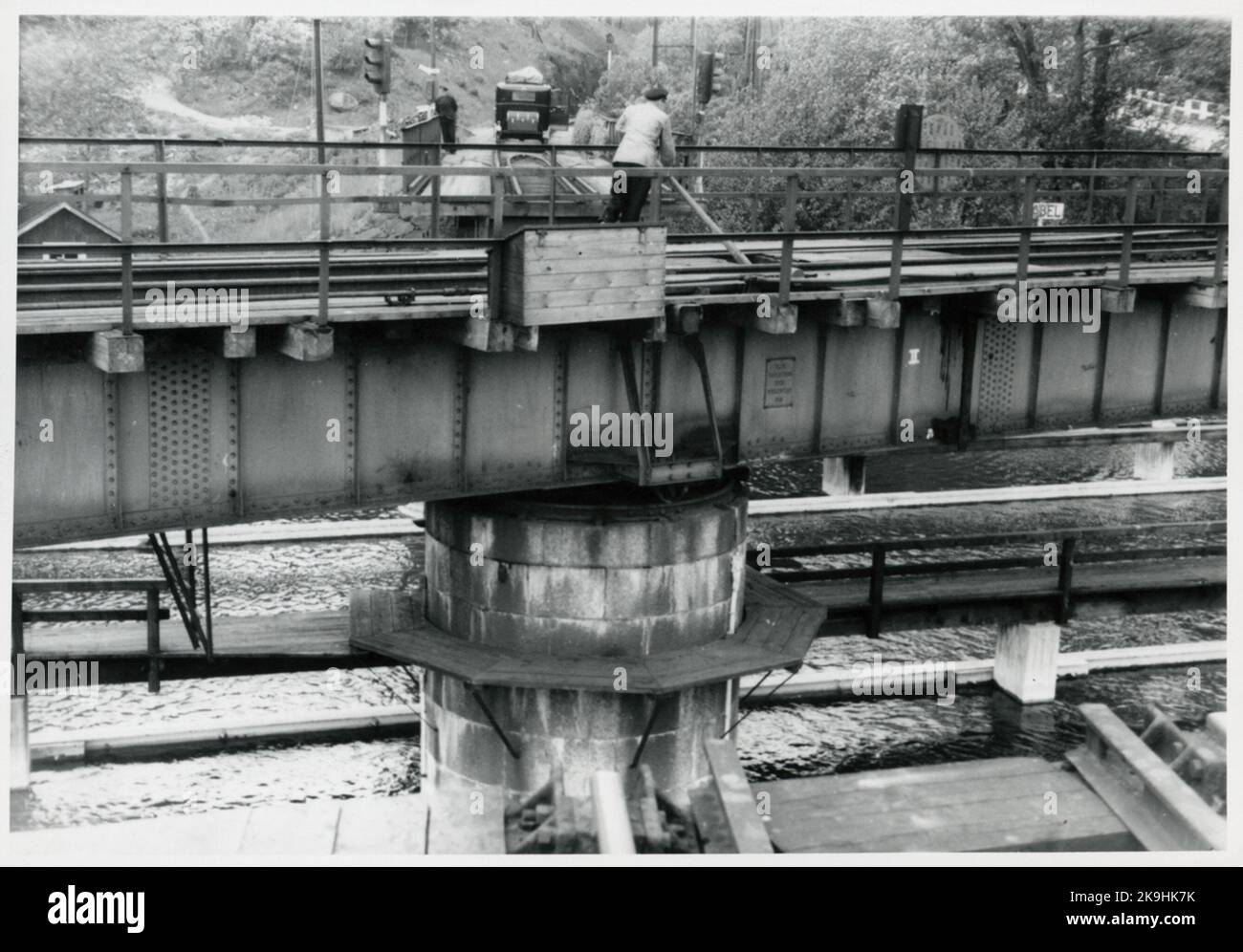 Swivel rail bridge at Stäket, on the route between Stäket and ...