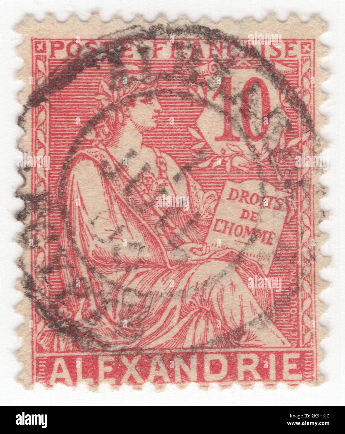 ALEXANDRIA - 1902: An 10 centimes rose-red postage stamp depicting ...