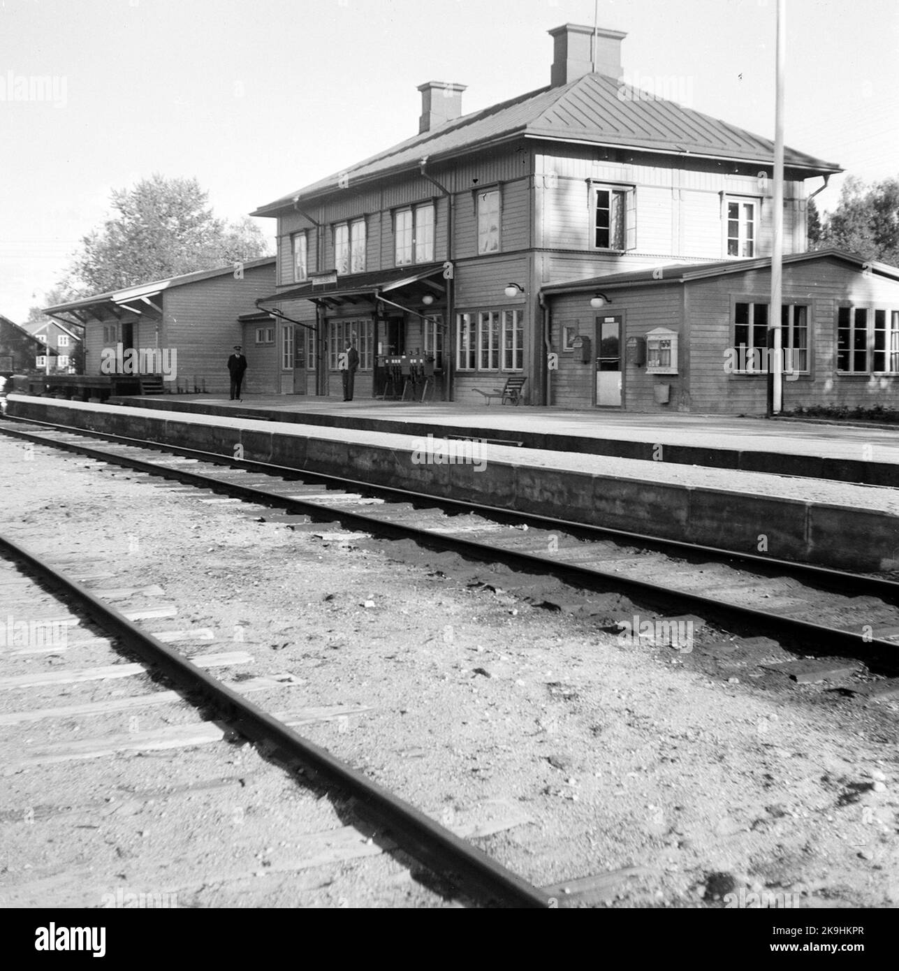Delsbo Railway Station. The picture also shows the postal station and ...