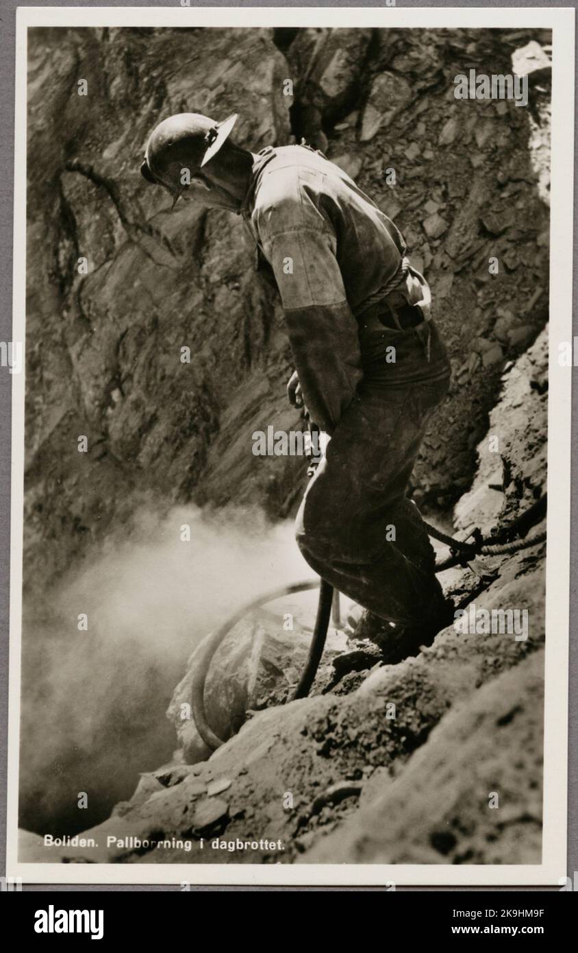 Pallet drilling in the open pit, Boliden mine Stock Photo - Alamy