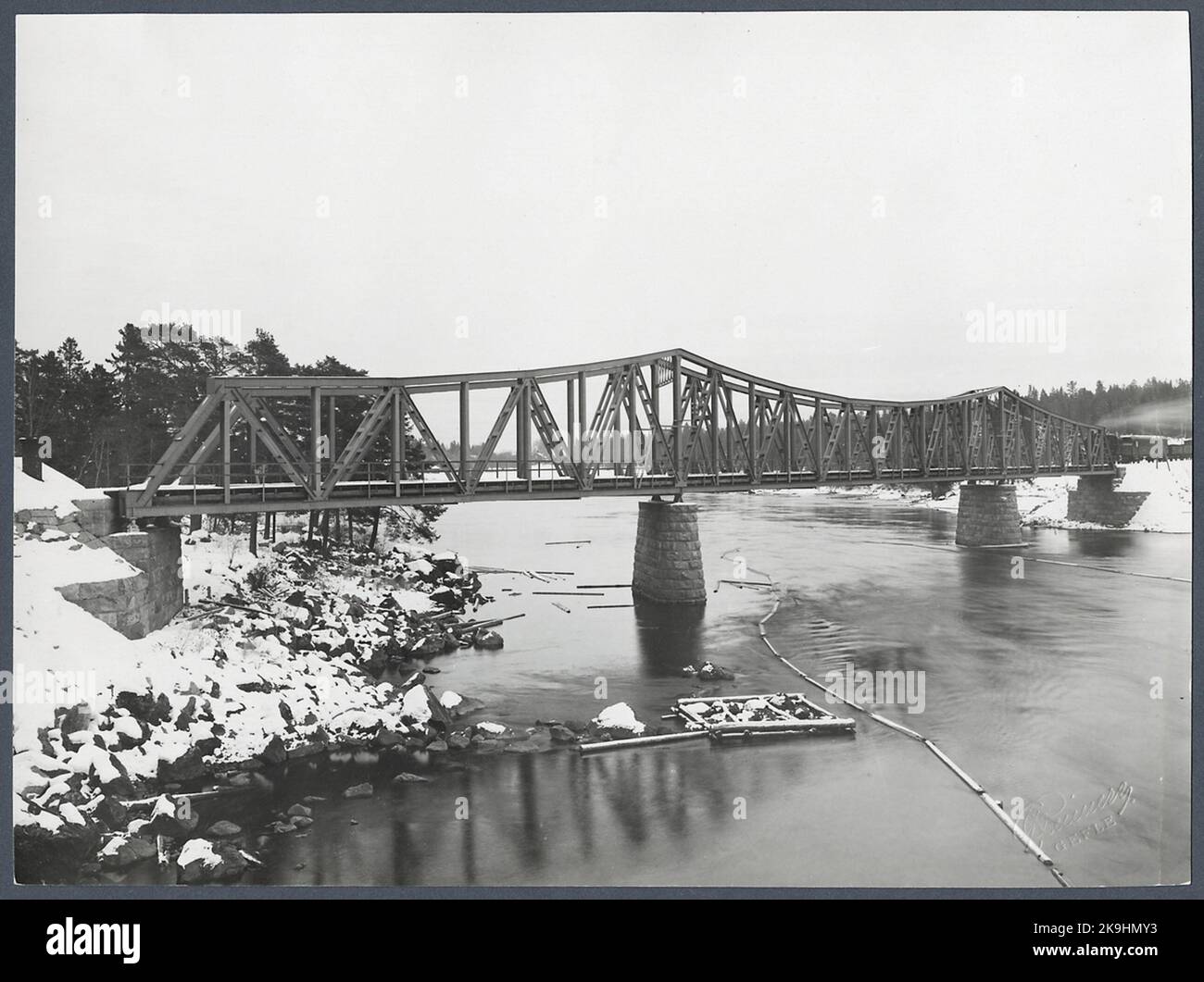 Railway bridge over Ljusnan River. O. K. B. East Coast Line Stock Photo ...