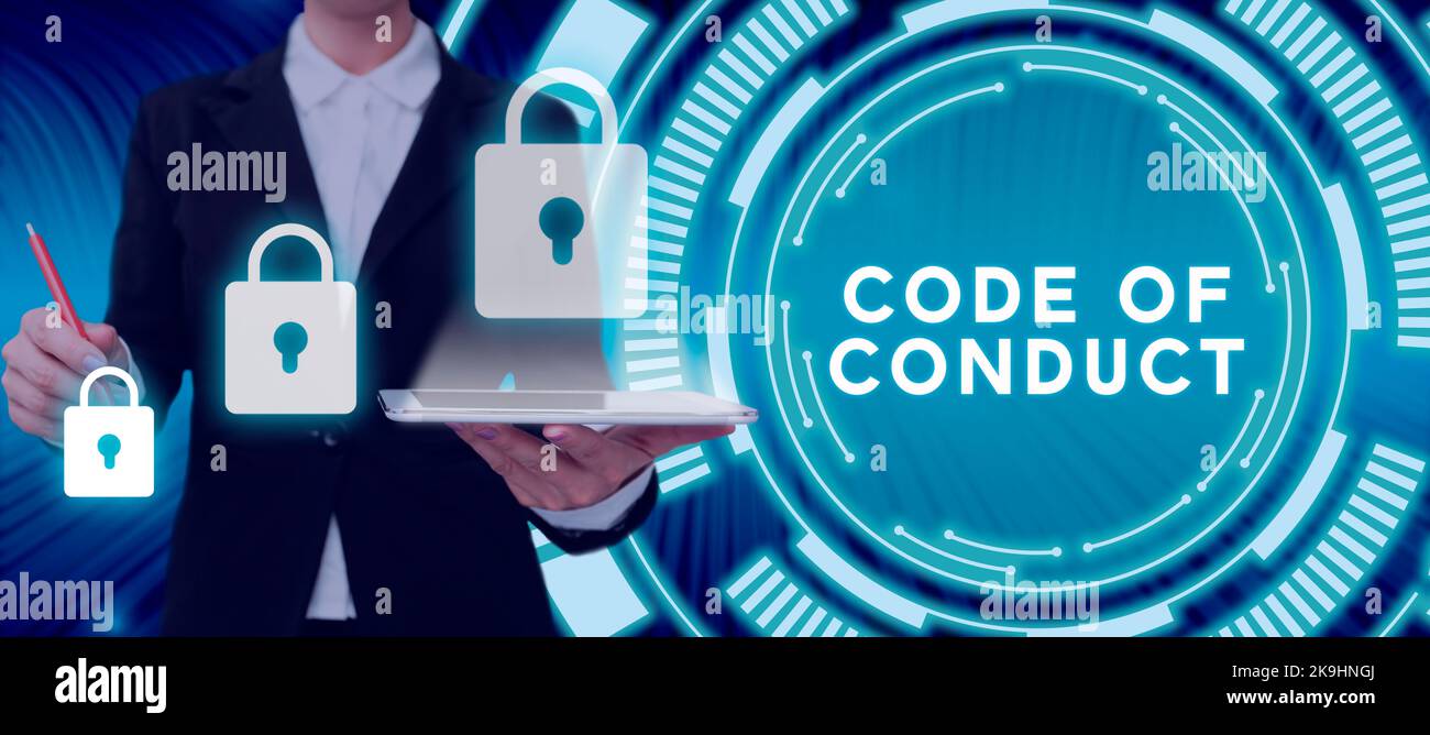 Writing Displaying Text Code Of Conduct Business Showcase Set Of