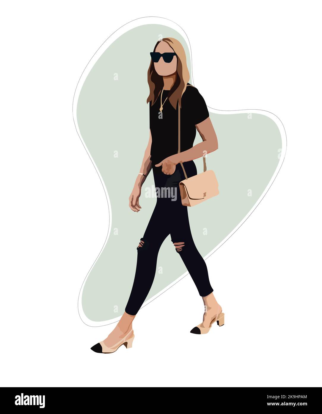 Walking girl vector illustration isolated in flat style Stock Vector ...