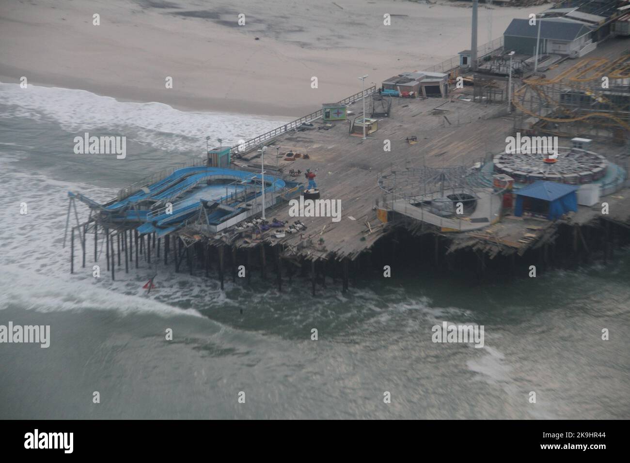 New Jersey’s Casino Pier at Seaside Heights, NJ, stands broken, with ...