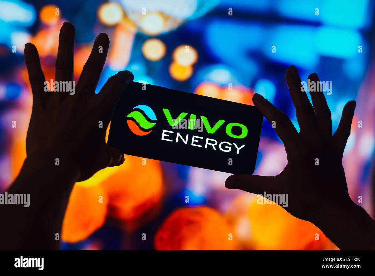 In this photo illustration, the Vivo Energy logo is displayed on a ...