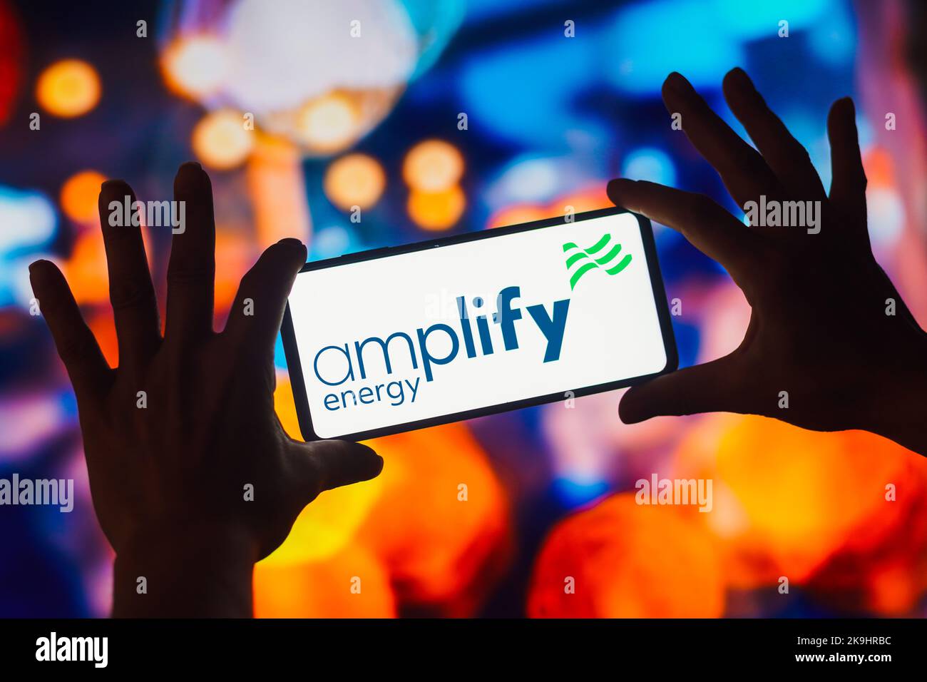 In this photo illustration, the Amplify Energy Corp logo is displayed on a smartphone screen ...