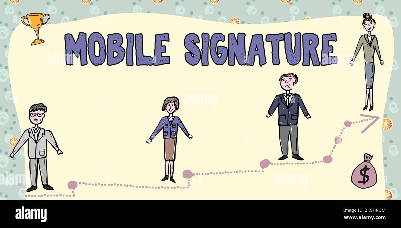 Hand writing sign Mobile Signature. Word Written on methodology that ...