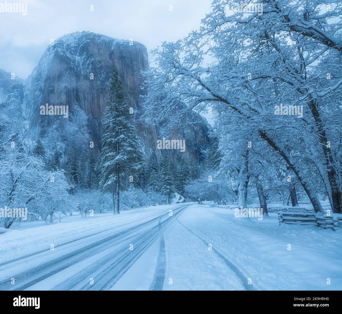 A breathtaking winter scene unfolds in Yosemite National Park ...