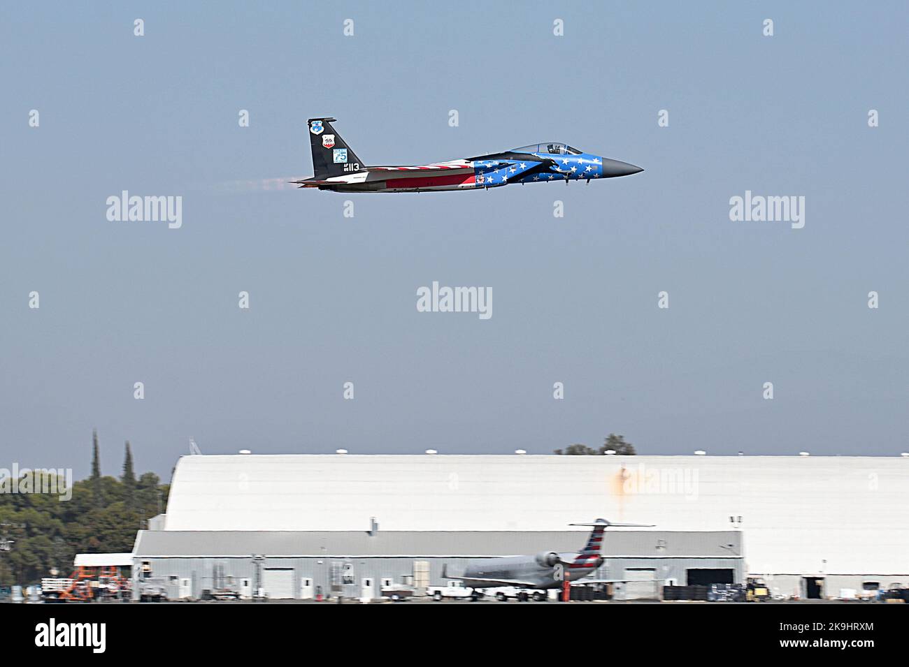 A F-15C Eagle aircraft assigned to the 144th Fighter Wing performs a ...