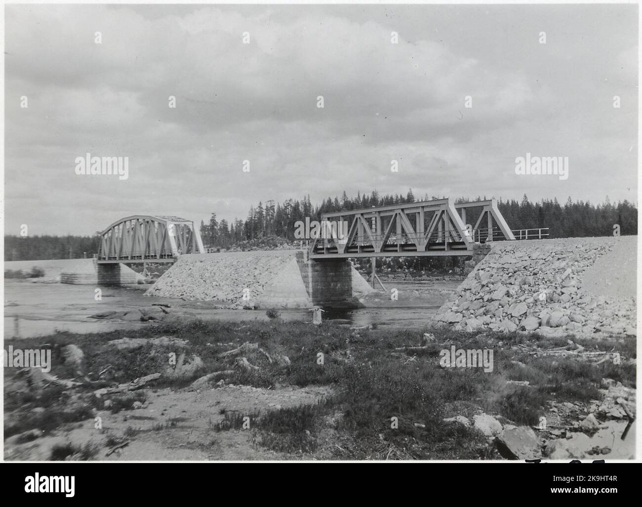The railway bridges over the Vindel River Stock Photo - Alamy