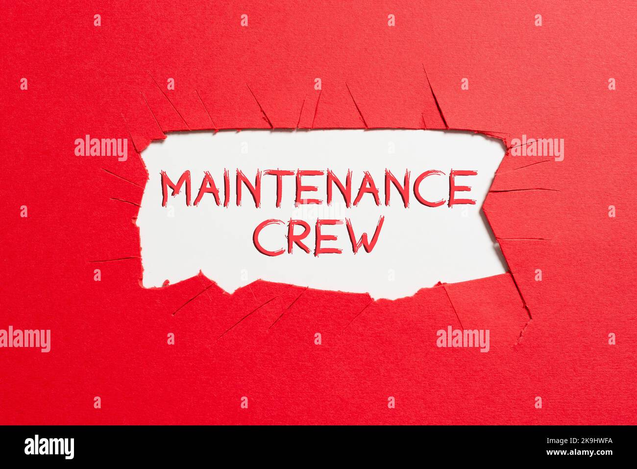 Hand writing sign Maintenance Crew. Concept meaning performs deep ...