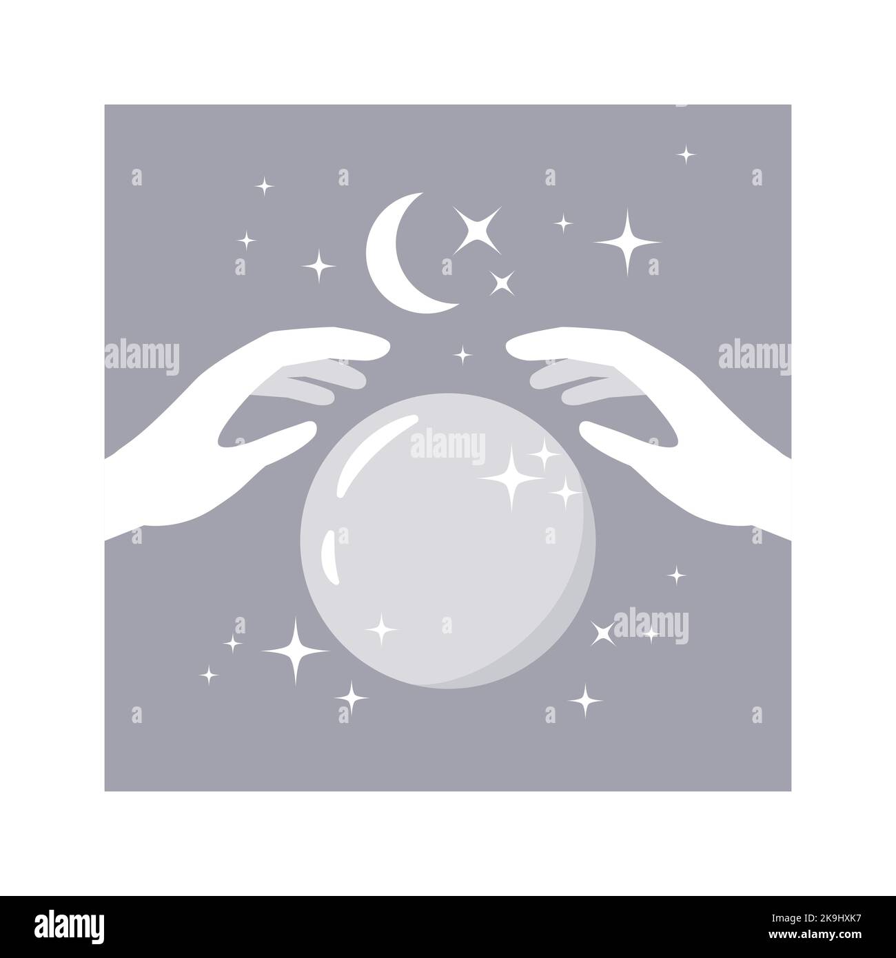 Magicians hands with crystal ball. Telling fortunes, predicting the ...