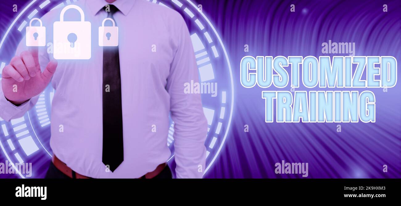 Sign displaying Customized Training. Word for Online Marketing Deliver ...