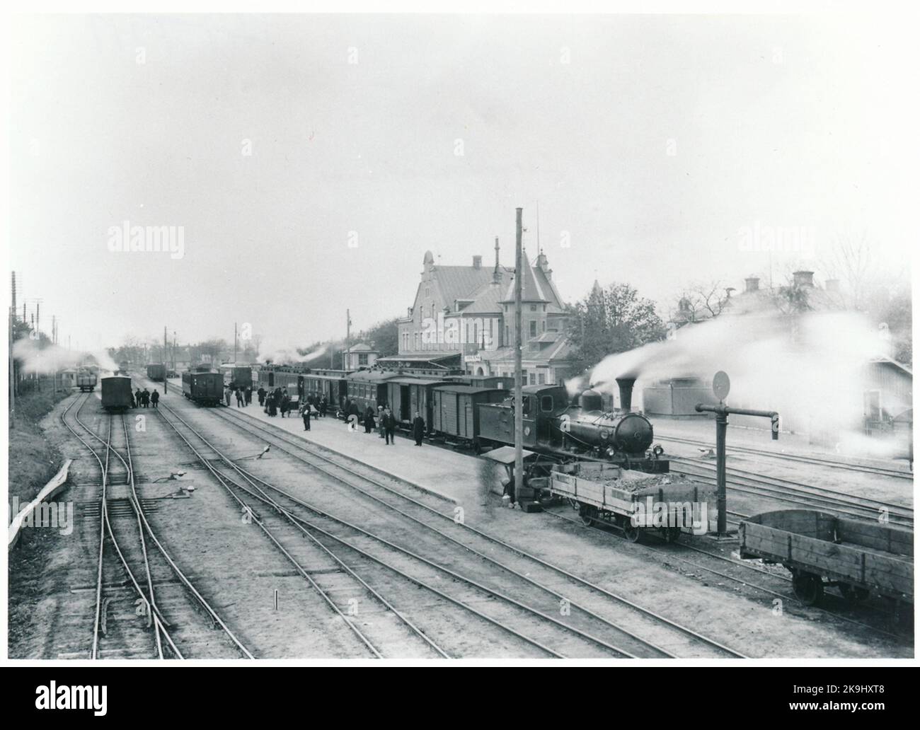 Steam locomotive with mixed train at Skara station Stock Photo - Alamy