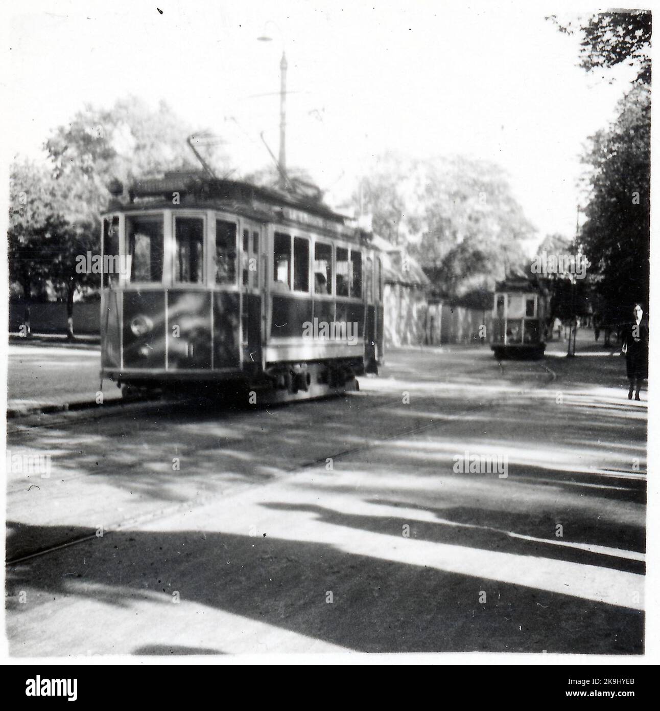 Tram on the line Stock Photo - Alamy