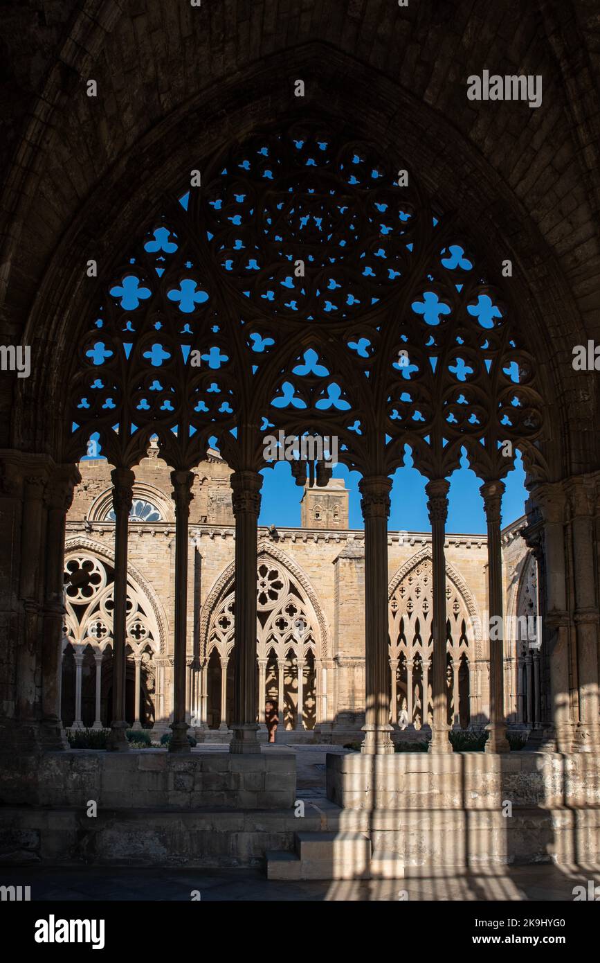 Old Cathedral, interior cloister,Catedral de Santa Maria de la Seu ...