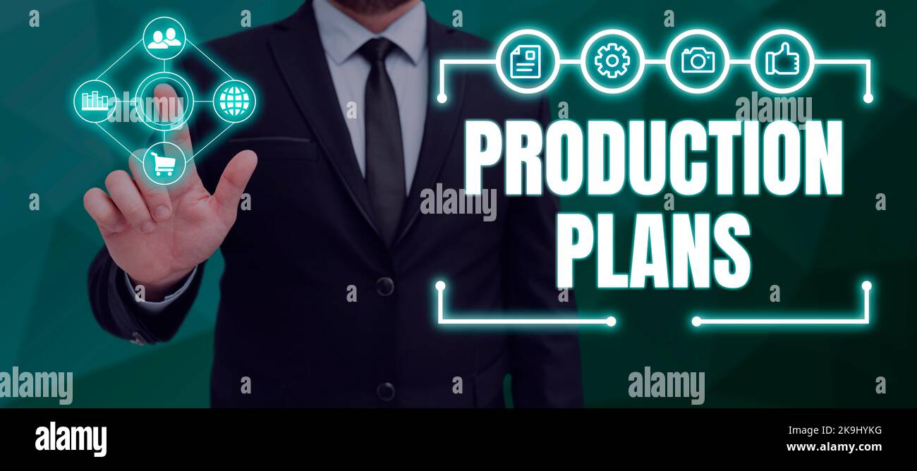Inspiration showing sign Production Plans. Business concept series of ...