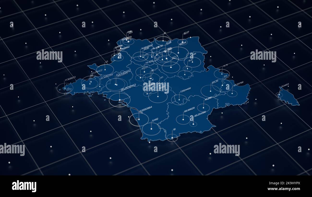 France blue map big data visualization. Futuristic map infographic ...