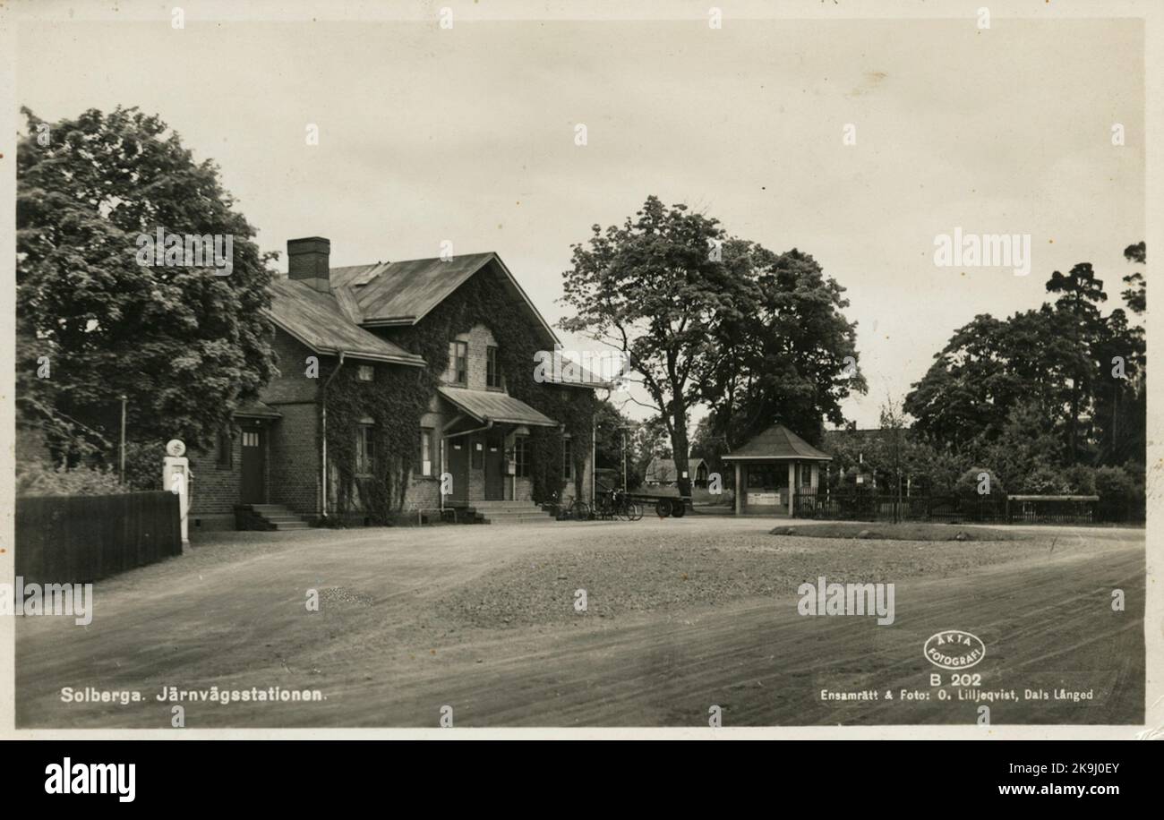 The front of Solberga Railway Station Stock Photo - Alamy