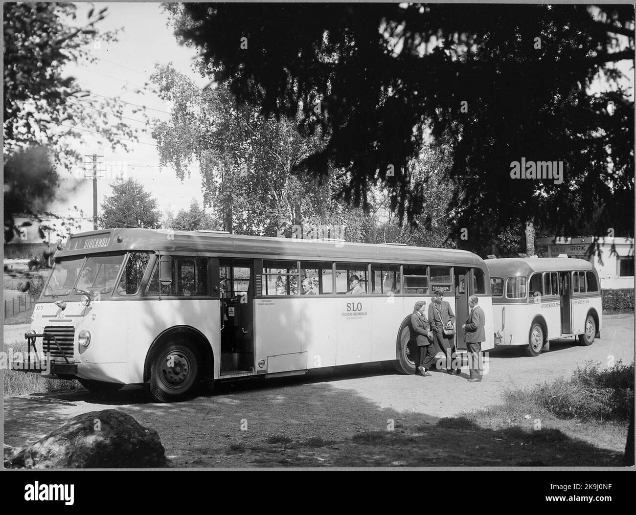 Volvo B 532 with connected personal trailer. Stockholm County Omnibuss ...