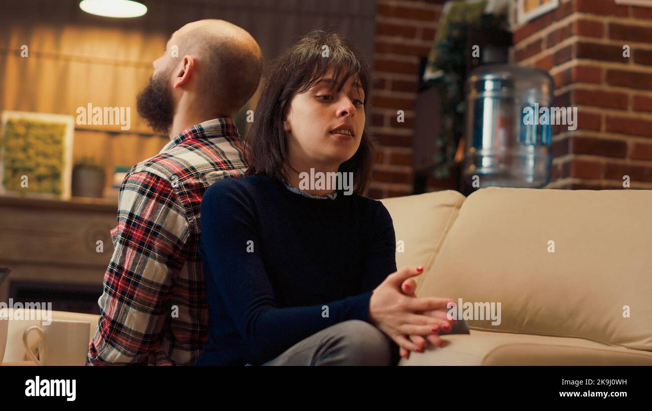 Man and woman fighting at therapy session with specialist, having ...