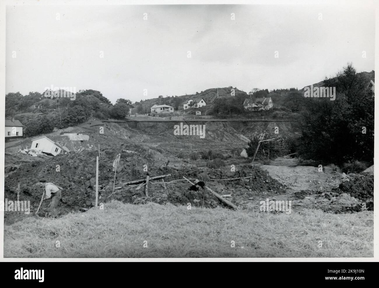 The aftermath of the landslide in Surte which occurred on September 29 ...