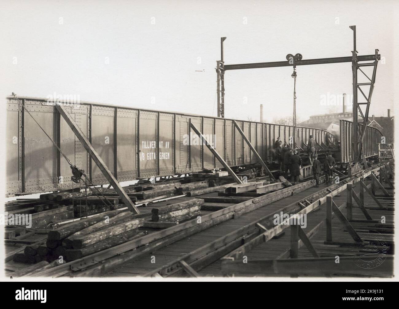 Bridge construction over Ätran. Mounting bridge beams Stock Photo - Alamy