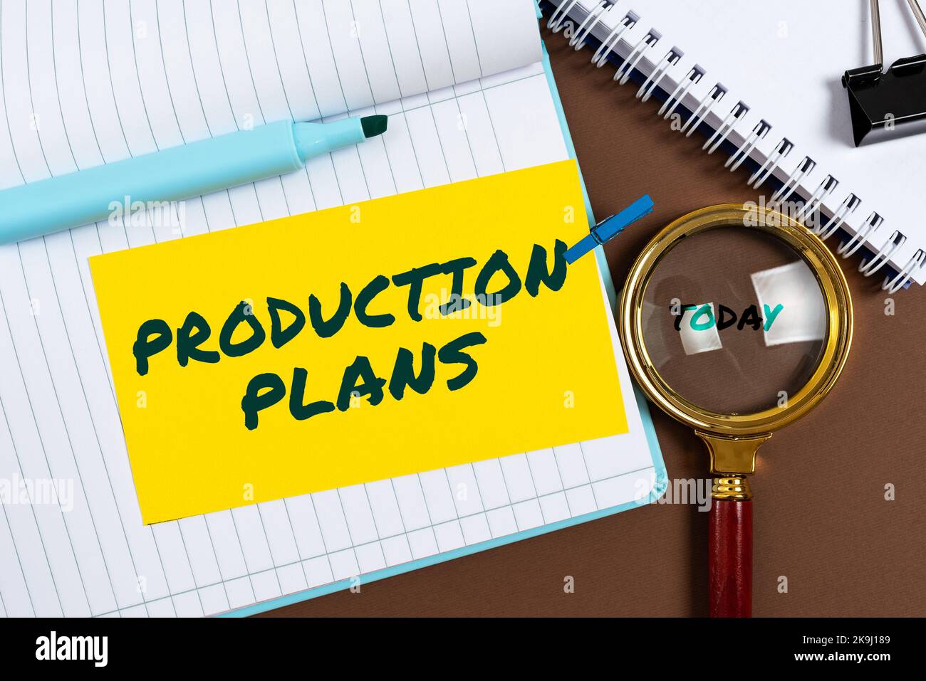 Handwriting text Production Plans. Word Written on series of steps that ...