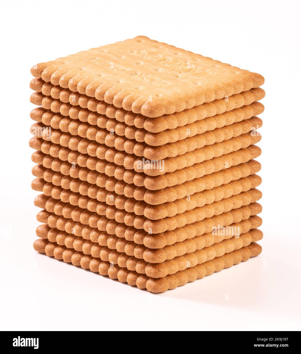 Crackers shot close-up with a macro lens on a white background ...